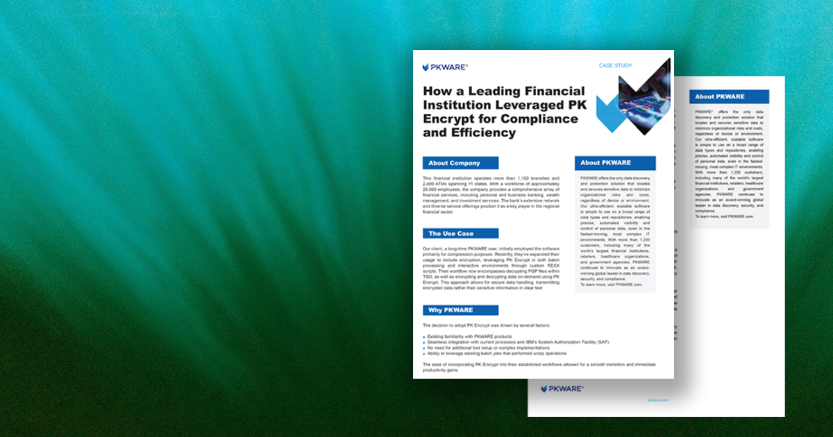 Leading Bank Boosts Compliance with PK Encrypt - PKWARE®